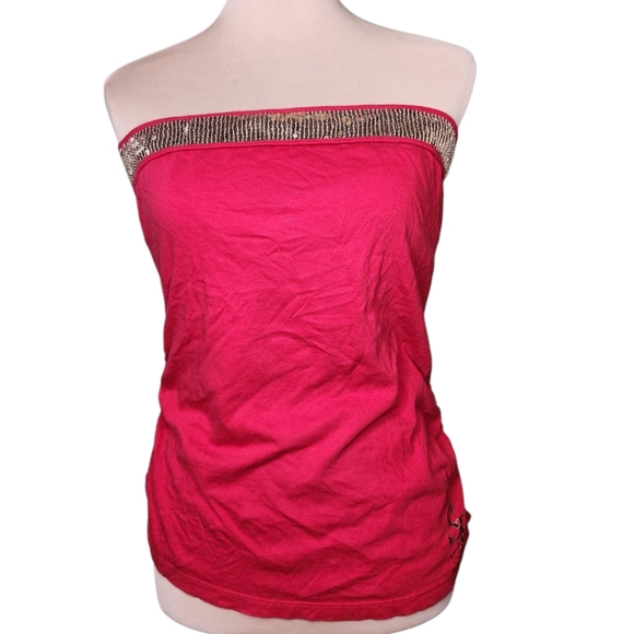 South Pole | Tops | Vintage Y2k South Pole Red Tube Top Xl Gold Sequin ...